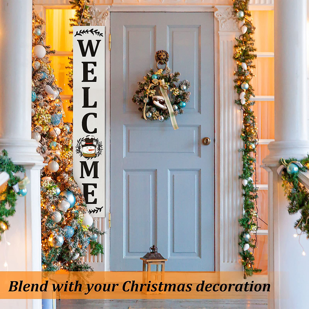 Jetec Welcome Sign for Front Door Interchangeable Wooden Welcome Porch Sign Outdoor Decoration Replaceable with 16 Seasonal Icon for Valentine's St. Patrick's Day Carnival Easter(White Backing)