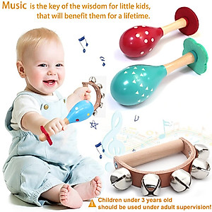 Wooden Musical Instruments Set for Children,Safe and Friendly Natural Materials,Kid's Music Enlightenment,Percussion Instrument Music Toys Kit for Preschool Education,Storage Bag