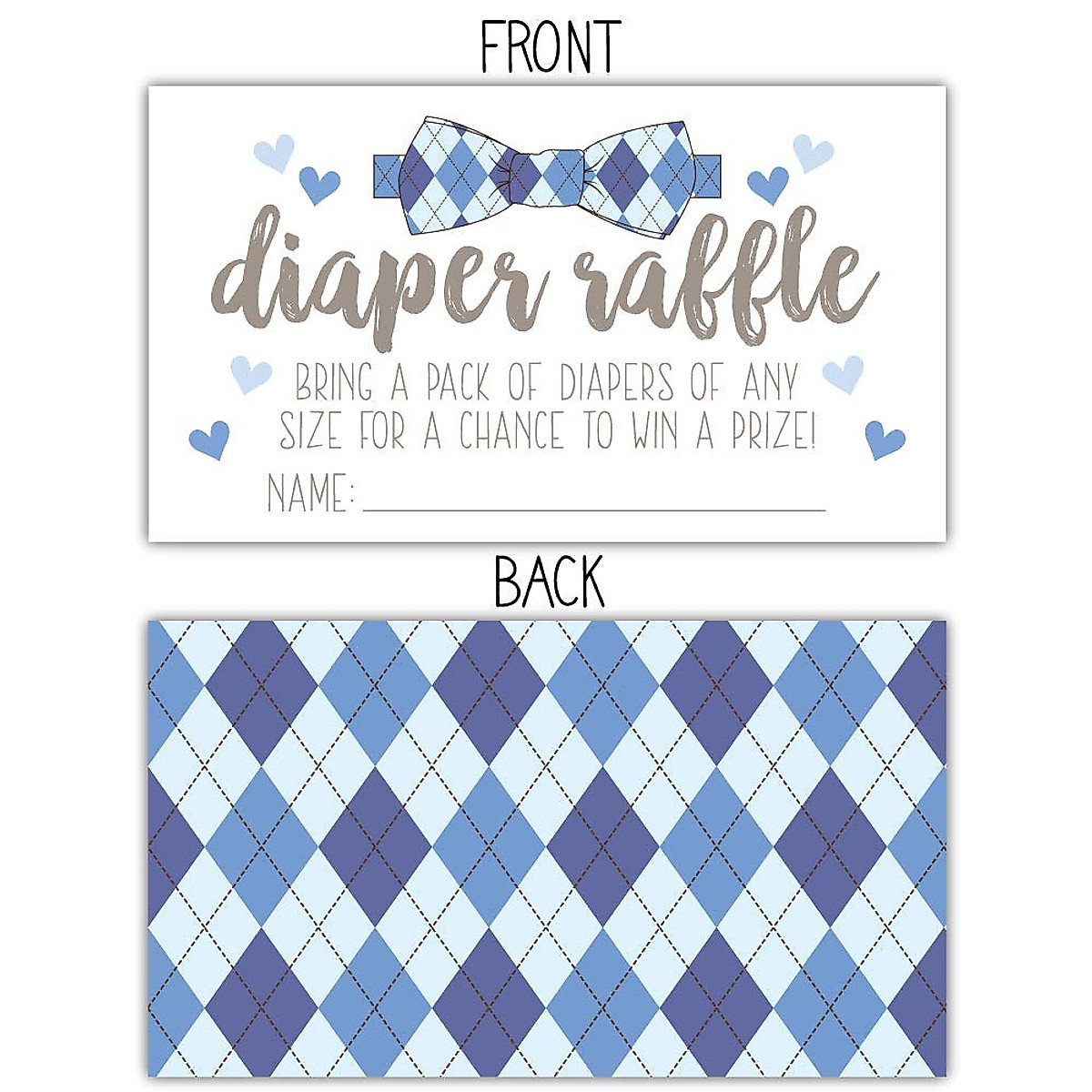 50 Little Man Diaper Raffle Tickets - Boy Baby Shower Game