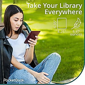 Pocketbook Touch Lux 5 | E-Book Reader | Glare-Free & Eye-Friendly E-Ink Technology | 6ʺ Touchscreen with HD Resolution | Wi-Fi | Adjustable SMARTlight | Micro-SD Slot | E-Reader in Ink Black