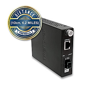 TRENDnet Intelligent 1000Base-T to 1000Base-LX Dual Wavelength Single Mode SC Fiber Media Converter (10km/6.2miles) Fiber to Ethernet Converter, Fiber Port, RJ-45, Lifetime Protection, TFC-1000S10D5