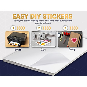 Avarrix Australia A4 Sticker Paper, Paper-Based Glossy White, 50 Sheets, Self Adhesive Premium Glossy Sticker Paper for Laser Printer Only, 80gsm Thickness Printable Label Sheets