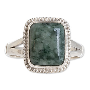 NOVICA Artisan Handmade .925 Sterling Silver Jade Cocktail Ring Artisan Crafted Single Stone Guatemala Hemlock Desert Sage 'Life Divine'