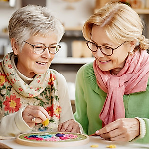 CYANFOUR 5 Pack Beginner Embroidery Kit for Adults, Easy to Learn Floral Embroidery Patterns from Video & Instruction, Needlepoint Kits for Adults Include Embroidery Hoop, Colorful Threads, Tools