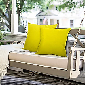 Lewondr Waterproof Outdoor Throw Pillow Cover, 2 Pack Solid PU Coating Throw Pillow Case UV Protection Garden Cushion Cover for Patio Sofa Couch Balcony 18"x18"(45x45cm) - Yellow