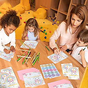 24 Pack Unicorn Birthday Invitation for Girls Boys Unicorn Party Invitation Card 24 Envelope 30 Rainbow Unicorn Sticker Labels for Birthday Baby Shower Party Supplies