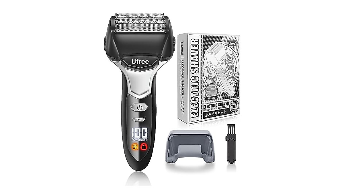 Ufree Men’s Waterproof Electric Razor with 5 Blades & Trimmer
