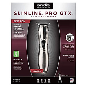 Andis Slimline Pro GTX Lithium-Ion Cordless Wide Blade Trimmer D-8 (32690) - Bundled with a BeauWis Blade Brush