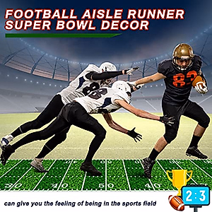 Boao Football Party Supplies 10 ft Football Party Field Aisle Runners Football Tablecloth Touchdown Floor Runners for Game Day Party Football Field Sign Supplies, 24 x 120 Inch (4 Pieces)