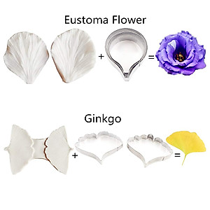 16set Gumpaste Flower Molds and Cutters Fondant Tools Kit Stainless Steel Flower Cookie Cutter Set Sugarcraft Flower Silicone Veining Making Mold for Wedding,Birthday Cake Decorating