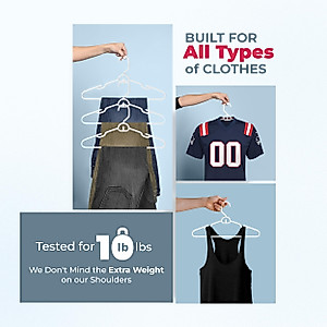 24pk Attachable Clothes Hangers - Heavy Duty Plastic Hangers for Closet Organization, Space Saving Hangers for Pants, Shirts, and Coats - Space Saver Hangers, Closet Space Triangles - Made in USA