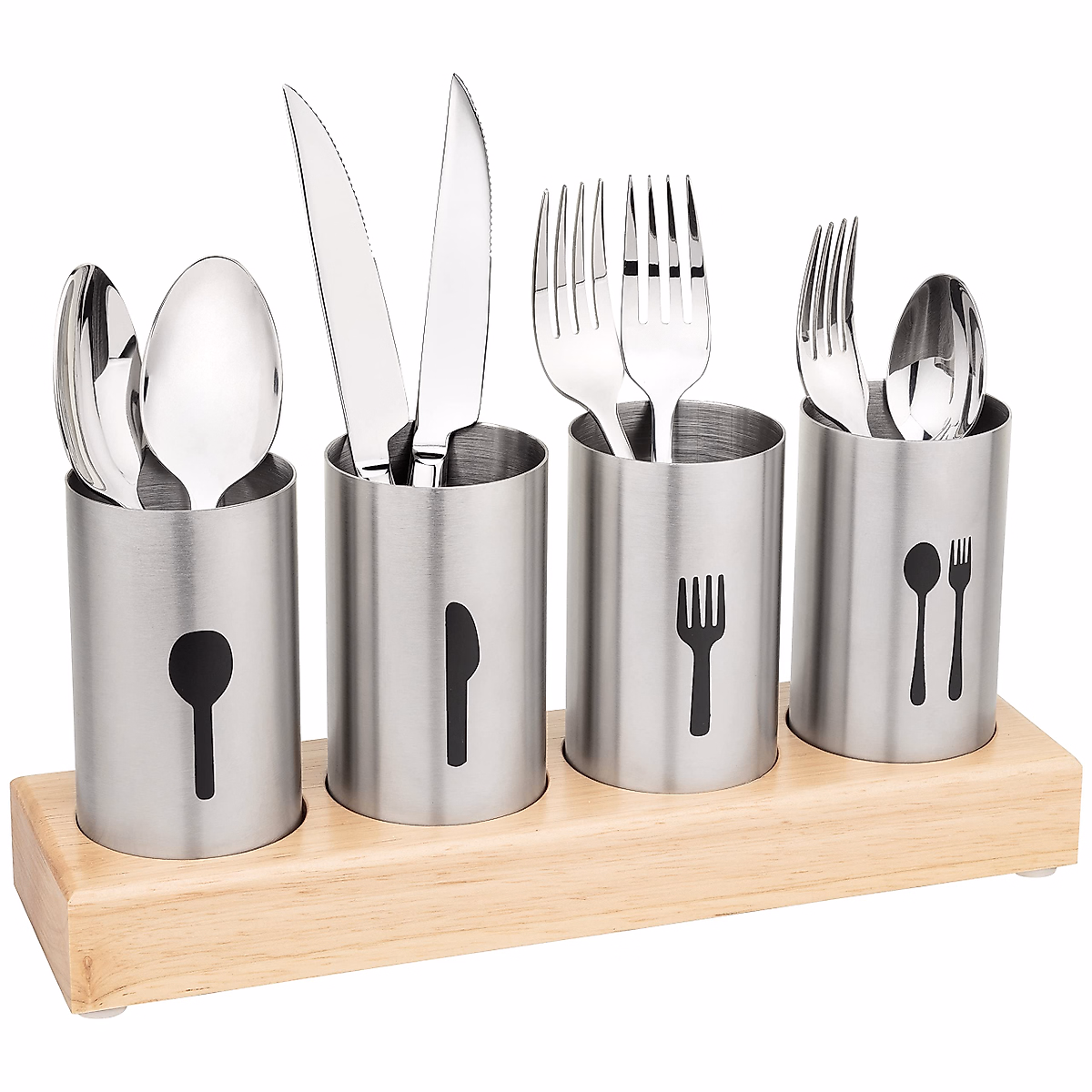 Blissful Home Stainless Steel Flatware & Silverware Cutlery Holder Caddy - Easily Organize Your Spoons, Knives, Forks, etc - Ideal for Kitchen, Dining, Entertaining, Picnics, and Much More…