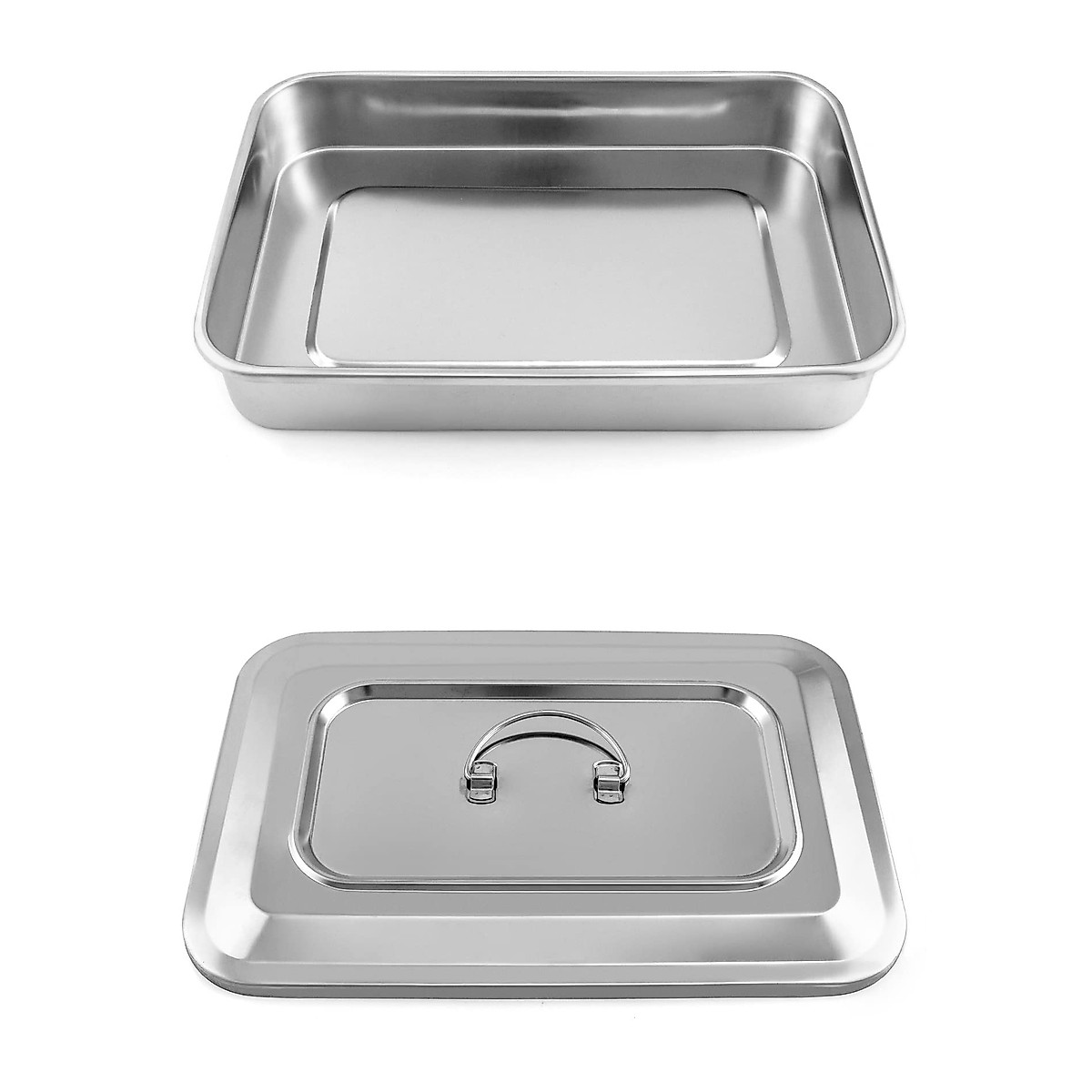 QWORK Medical Surgical Trays, 2 Pack Stainless Steel Dental Instruments Organizer Holder Sterilization Tray for Lab Instrument Supplies, 11.8" x 7.8" x 2"