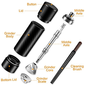 Pepper Grinder, Homnoble Professional Grade Pepper Grinder, Heavy Duty Pepper Mill, Refillable Aluminum Manual Pepper Mill with Adjustable Coarseness and Stainless Steel Blade