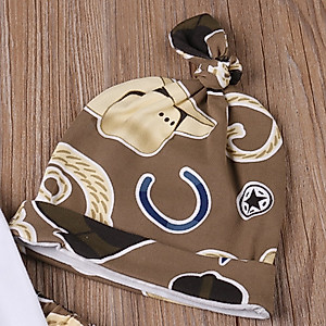 Lily.Pie Newborn Baby Boys Funny Bodysuits with Leggings Caps 3pcs Outfit Clothes (3-6M, Brown)