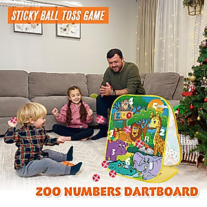 3-in-1 Farm Animals Bean Bags Toss Axes Throwing Sticky Balls Game for Kids 2 3 4 5 Years Old Toddlers Indoor Outdoor Sports Toys Gifts for Boys Birthday Valentines Easter Christmas Stocking Stuffer