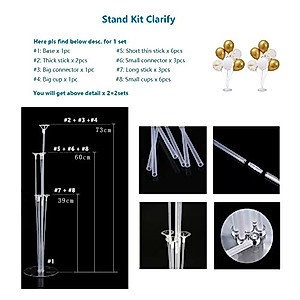 Balloon Stand, Gold Balloon Centerpieces for Tables, Graduation Party Decorations Baby Shower Engagement 1st 2nd 16th 18th 21th 30th 40th 50th 60th 70th 80th 90th 100th Birthday Decorations, Set of 2