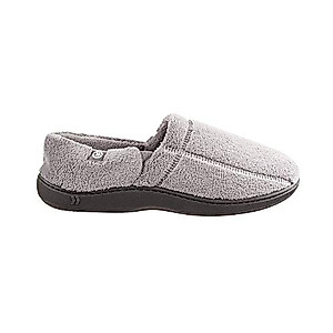 Isotoner Men's Microterry Slip On Slipper Flat Sandals, Charcoal, 9.5