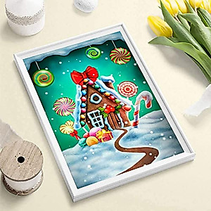 Christmas Diamond Painting Kits,Candy Snow House Diamond Art Kits for Adults, Full Drill 5d Diamond Dots Kits Gem Art for Adults Wall Home Decor-YNC046