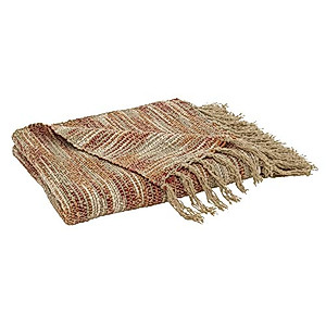 SARO LIFESTYLE Chindi Throw Blanket Rust, 50"" x60 (TH373.RU5060)