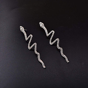 Denifery Snake Earrings Vintage Earrings Studs Dangle Earrings Long Silver Dangle Earrings Gold Snake Stud Earrings Snake Jewelry for Women (Silver F)