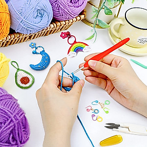 20 Large Acrylic Yarn Skeins-105 PCS Crochet Kit with Hooks Yarn Set, Premium Bundle Includes 2000 Yards Yarn Balls, Needles, Accessories, Ideal Starter Pack for Kids Adults Beginner Professionals