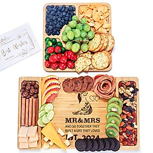 Henghere Mr & Mrs Gifts - Wedding Presents for Newlyweds, Bridal Shower & Engagement Gifts - Cheese Board