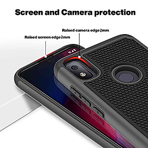 yuanming T-Mobile Revvl 4 Case,Revvl 4 Case,with HD Screen Protector [Shock Absorption] Hybrid Dual Layer TPU & Hard Back Cover Bumper Protective Case Cover for T-Mobile Revvl 4 (Black Armor)