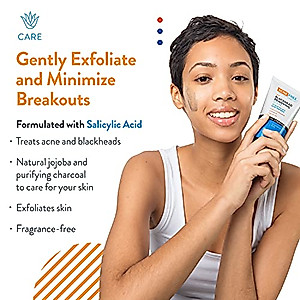 Acne Free Blackhead Removing Exfoliating Face Scrub with 2% Salicylic Acid and Charcoal Jojoba, 5 Ounce