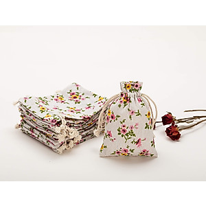 KAOYOO 50PCS 2.8X3.5 Inches Flower Drawstring Burlap Gift Bags,Gift Pouch for Jewelry Coin Candy DIY Craft Wedding Party Christmas New Year's Day