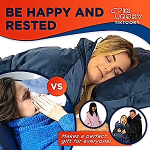 Tiktooky Warm Cozy Hoodie Blanket for Men and Women, Oversized Adults Sherpa Fleece Blanket Sweatshirt with Deep Pocket Gifts for Mom and Dad (Blue)