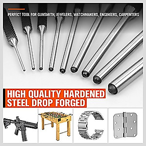 9 Pieces Roll Pin Punch Set, HORUSDY Removing Repair Tool with Holder for Automotive, Watch Repair,Jewelry and Craft