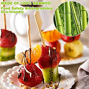360 PCS Bamboo Skewers, 4.7 Inches Wooden Skewers, Skewers for Appetizers Wide Flat Paddle, Skewer Sticks for Cocktail Fruit BBQ Sandwich Drink Party Supplies