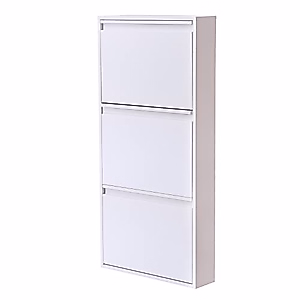 LUOSHALIYA 3 Drawer Shoe Storage Cabinet Wall-Mounted and No-Assembly Shoe Cabinet Holds 9 Shoes, Storage Shoe Rack for Entryway Hallway and Corridor（White）