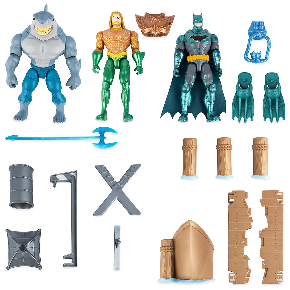 DC Comics, Gotham City Harbor Chaos Playset | 4-inch Batman, Aquaman, King Shark Action Figures | Kids Toys for Boys and Girls Ages 3 and Up (Amazon Exclusive)