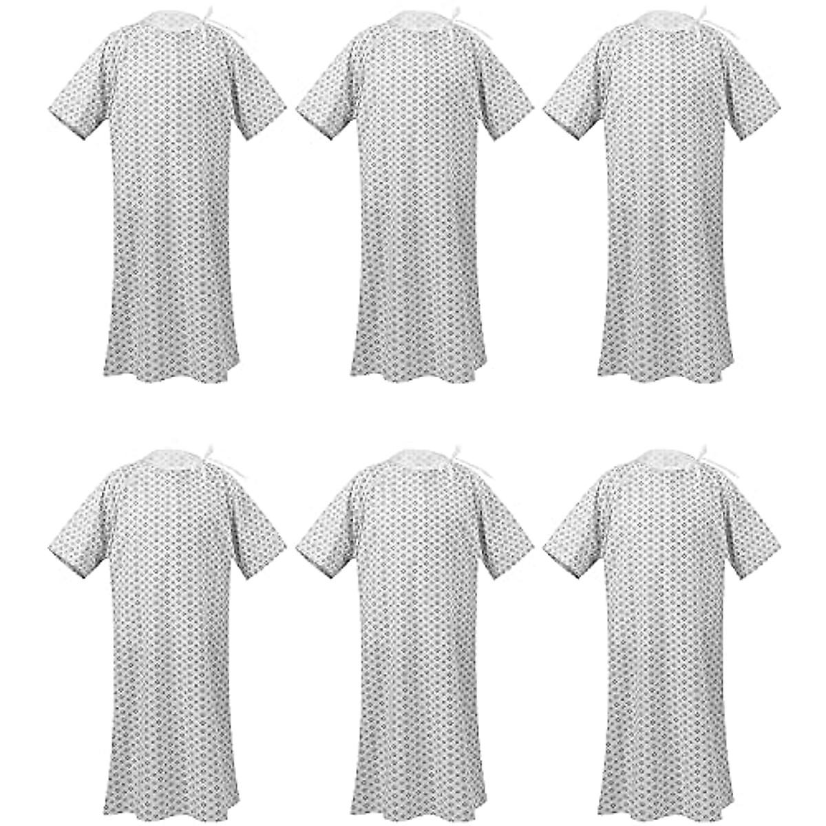 Oakias Patient Gowns 6 Pack – Unisex Cotton Blend Hospital Gown – 45” Long and 61” Wide – Fits Comfortably up to 2XL