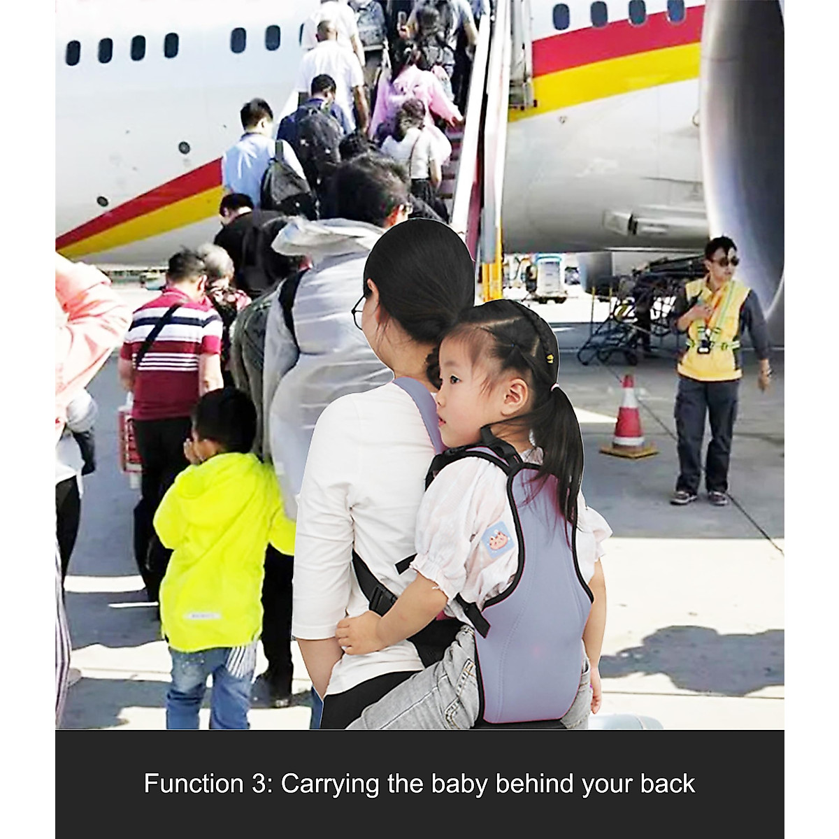 saicheek 3-IN-1 Toddler Travel Suitcase Seat with Safety Anti-Slip Rope,Ride on Suitcase for Kids,Kids Carrier on your Back or In The Arms,Suitable for All Kinds of Suitcases