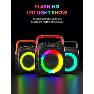 Karaoke Machine with Two Wireless Microphones, Portable Karaoke Machine for Adults & Kids, Portable Bluetooth Speaker with PA System, LED Lights, Supports TF Card/USB, AUX in, FM, USB,TWS (Red)…