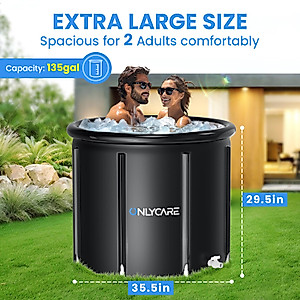 ONLYCARE Ice Bath Tub for Athletes - Upgrade XXL 135 Gal Cold Plunge Tub with Cover - Multiple Layered Cold Water Portable Ice Pod for Therapy Recovery at Home Outdoor Gym