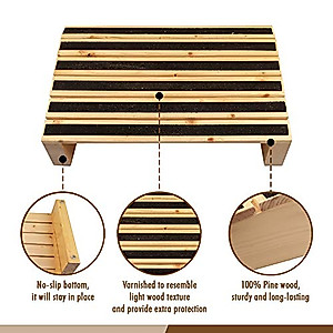 Dr. Foot Rest Wood Ergonomic Wood Foot Stool Under Desk Foot Rest with 17.7" Width for Office Home to Relieve Tendon Pains and Improve Blood Circulation