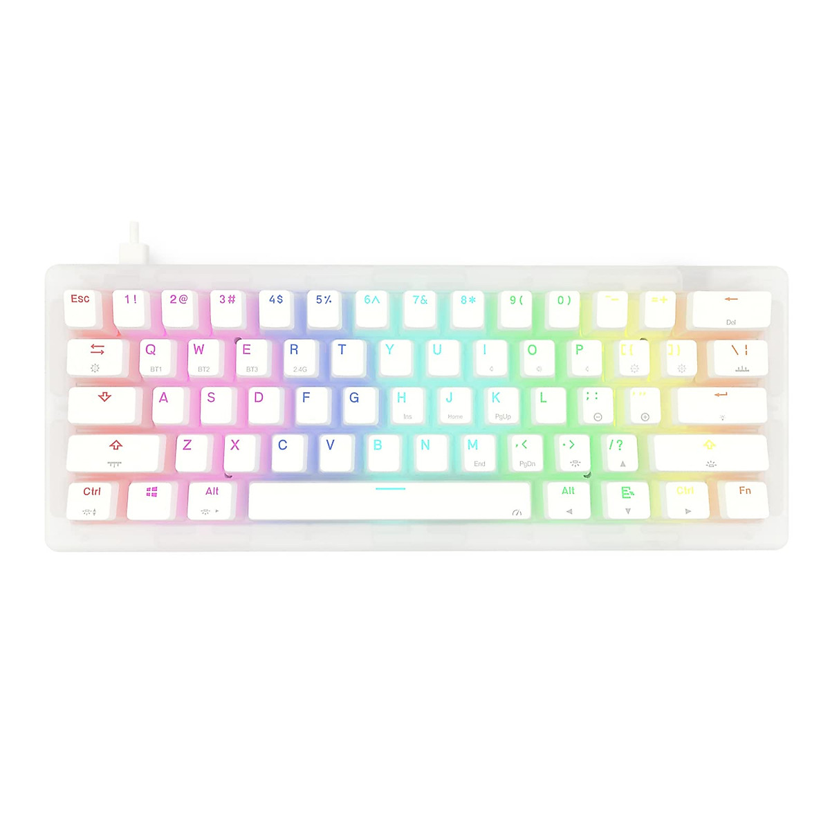 GK GAMAKAY K61 Pro 60% RGB Gasket Mechanical Keyboard, Bluetooth/USB-C Wired/2.4GHz Wireless 61 Keys Hot Swap Gaming Keyboard with CNC Acrylic Base Pudding PBT/ABS Keycaps (Gateron Red Switch)
