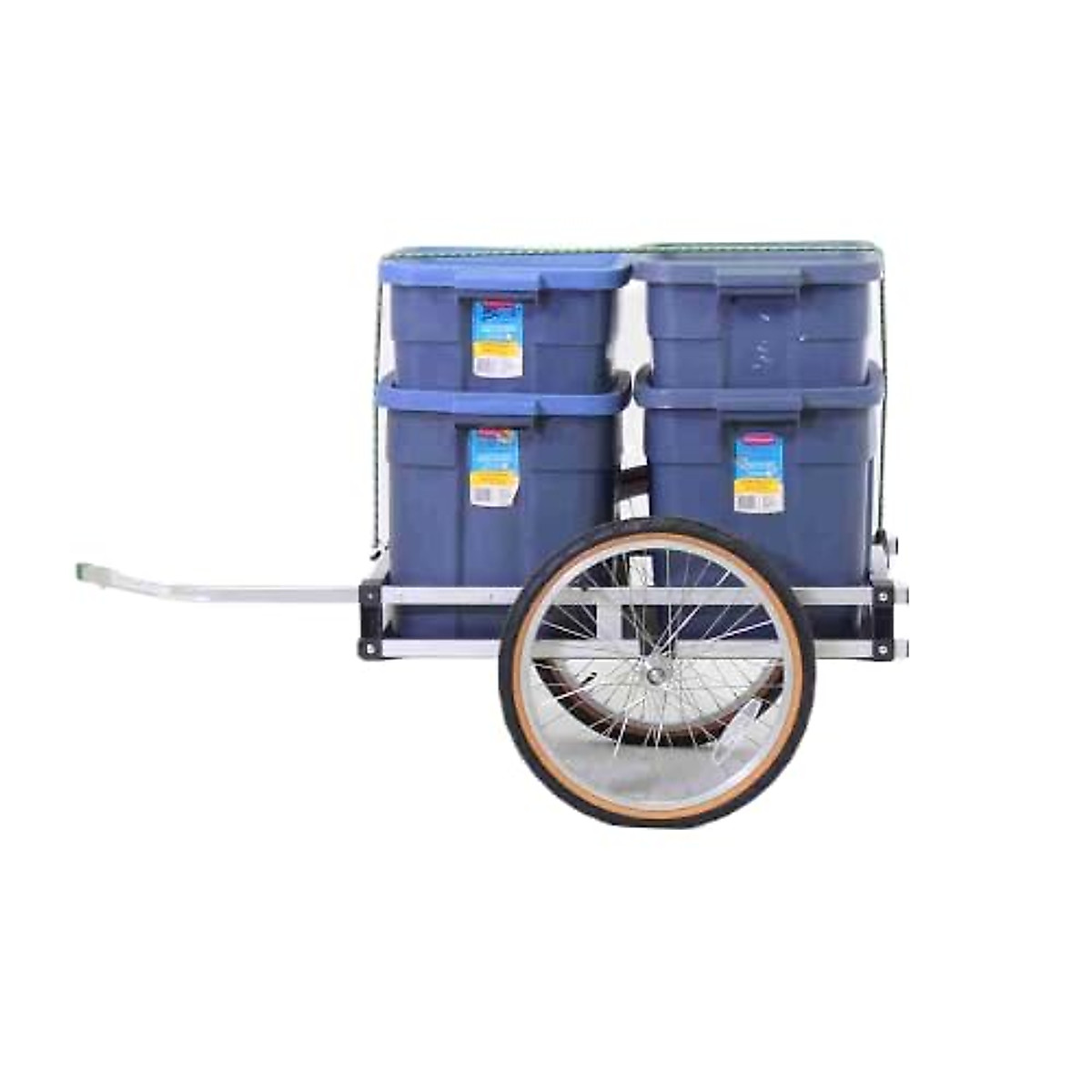 WIKE Heavy Duty Aluminum Flatbed Bike Trailer: Inside Cargo dims 56cmWx77cmL, max Payload 125lbs - Comes with Easy-Install Steel Bike Hitch, Steel-Reinforced Aluminum towbar, 2-20" Pneumatic Wheels