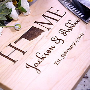 Custom House warming Gifts - Perfect Gift Idea for Brand New Homeowners - Personalized Wooden Cutting Board for Friends, Couples, Homeowners, and Newlyweds!