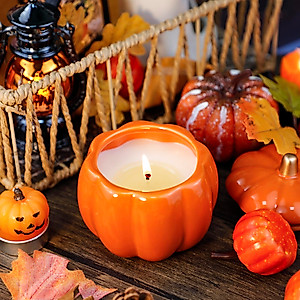 SCENTORINI Pumpkin Candle, Fall Scent Candle with Spiced Pumpkin Fragrance, Large Jar Candle for Fall Decorations Halloween Thanksgiving