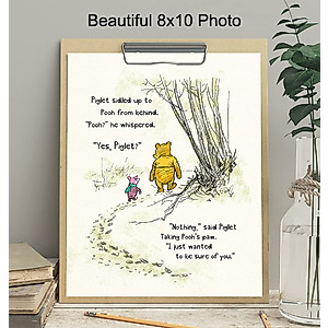 Winnie Wall Art & Decor - Pooh Kids Wall Art - Girls Bedroom Decor - Little Boys Room Decor - Baby Nursery Decor - Wall Decor for Toddlers - Inspirational Positive Quotes A. A. Milne Poster 8x10