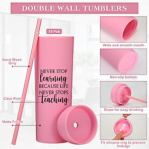 Tioncy 10 Pcs Employee Appreciation Gifts Bulk Thank You Gift 16oz Matte Inspirational Skinny Tumbler with Lid and Straw Christmas Appreciation Team Gifts for Coworker Teacher(Charming)