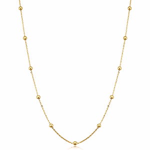 14k Yellow Gold Filled Ball Station Satellite Necklace for Women (3 mm, 16 inch)