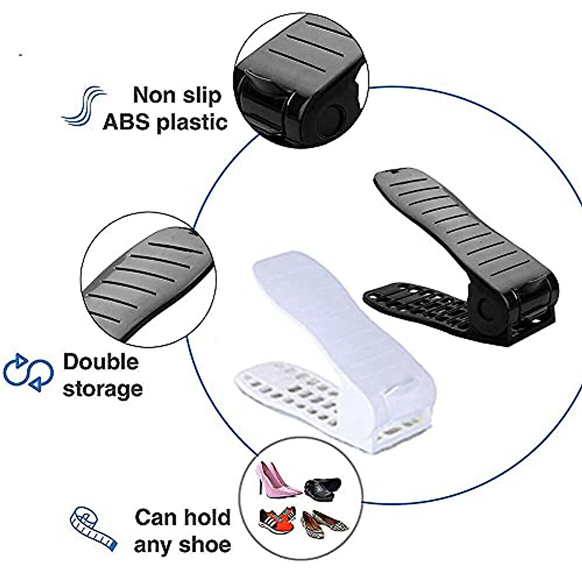 KINOFU 12X Adjustable Shoe Slots Stacker Organizer Racks Space Saver Shoes Holder Rack (Color : White, Size : 25 * 18 * 10Cm) (White 25 * 18 * 10Cm) Household