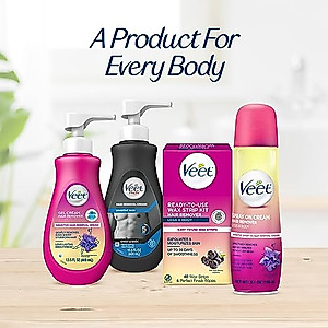 Veet Ready-To-Use Waxing Kit For Women | Wax Strips For Body Hair Removal, Wax Kit For Ingrown Hair Treatment, Personal Care Product, Hair Remover | 40ct Waxing Strips, 4ct Body Wipes