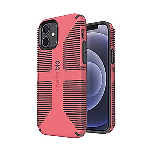 Speck Products CandyShell Pro Grip iPhone 12, iPhone 12 Pro Case, Raspberry Kiss Red/Slate Grey (137602-9240)